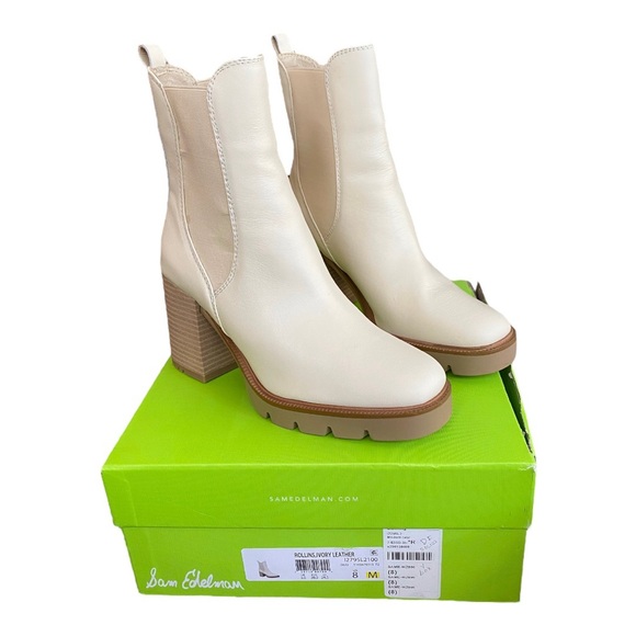 Sam Edelman | Shoes | New Ivory Chelsea Boot Sam Edelman Rollins Block ...